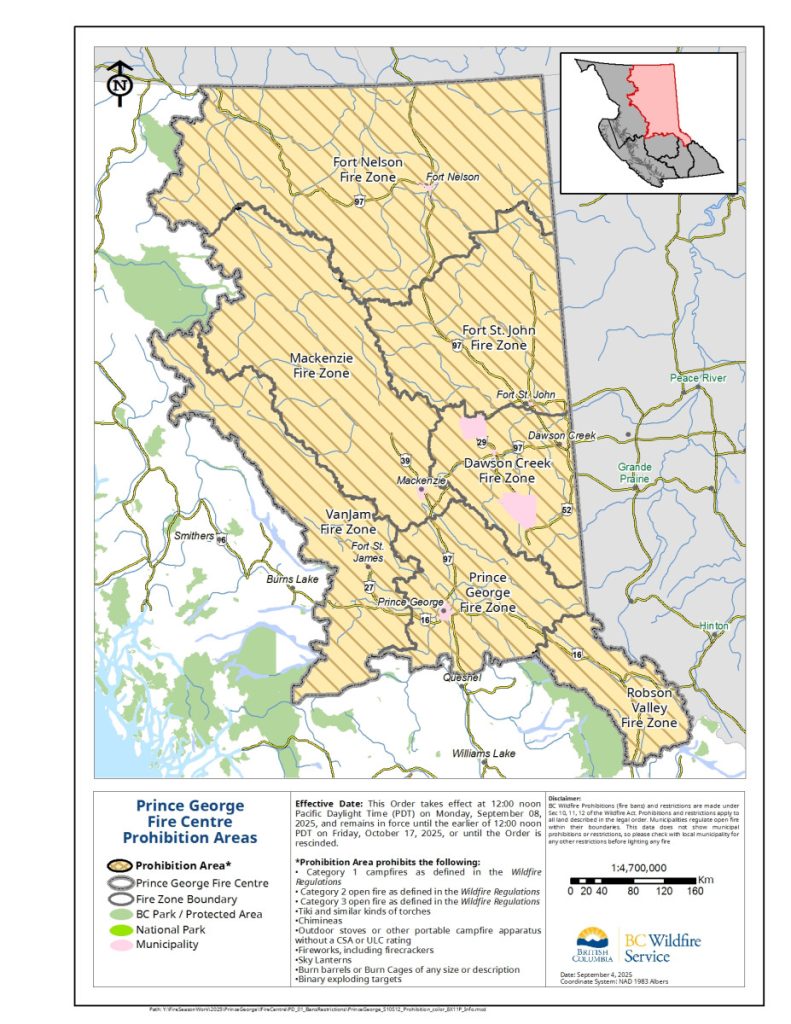Category 1 (Campfire) open fire prohibited across Prince George Fire ...